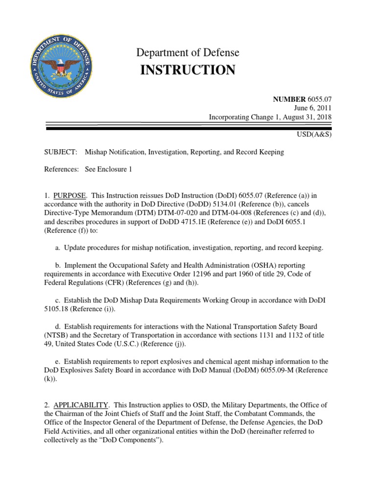 DoDI 6055.07: Mishap Reporting Procedures | PDF | United States ...