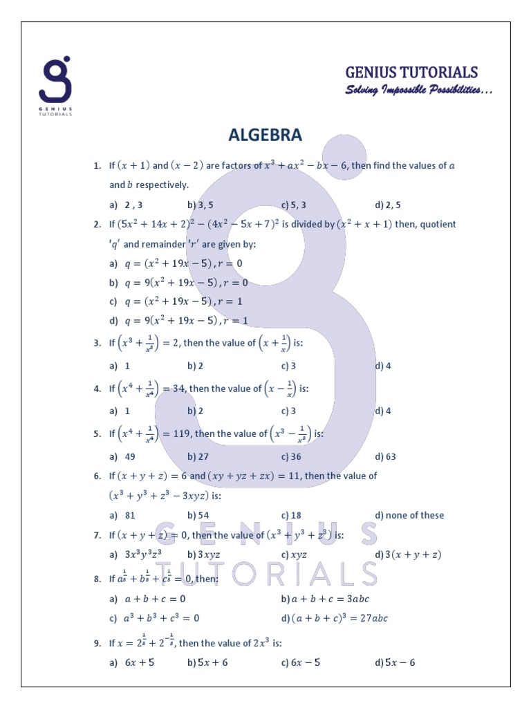 ALGEBRA Practice Sums | PDF | Polynomial | Numerical Analysis
