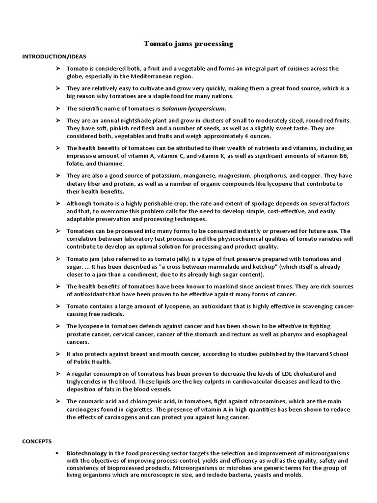 Tomato Jam Processing Guide | PDF | Fruit Preserves | Tomato