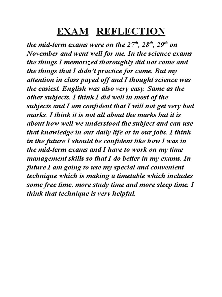 Exam Reflection | PDF | Career & Growth