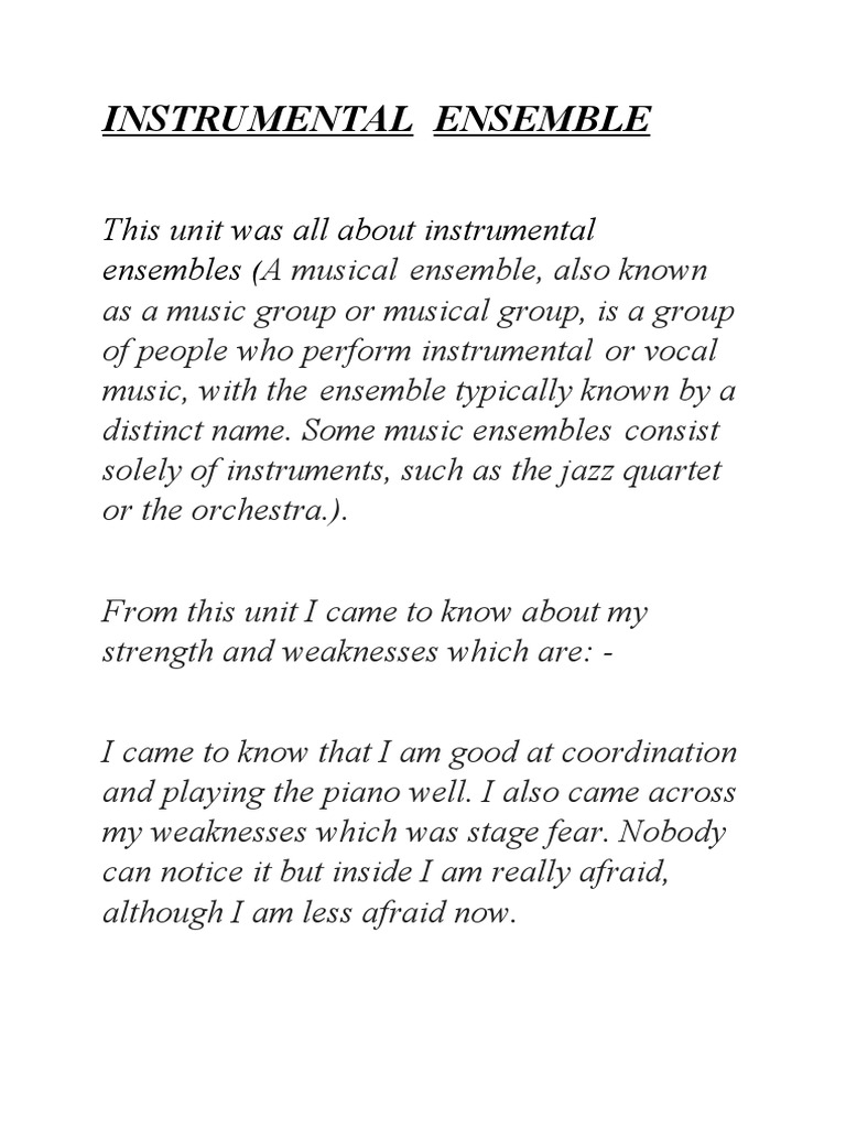 Understanding Instrumental Ensembles | PDF