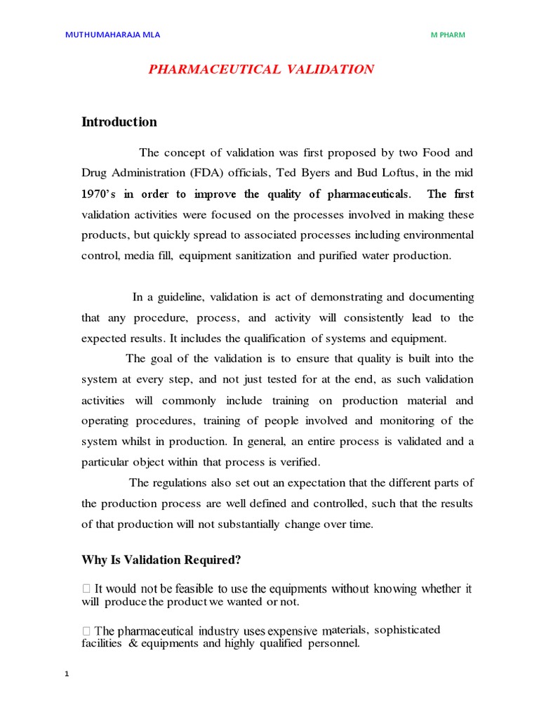 Pharmaceutical Validation: Why Is Validation Required? | Download Free ...