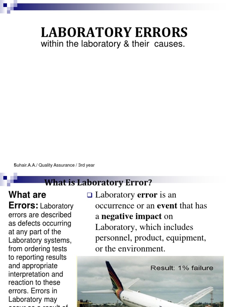 Laboratory Errors: Within The Laboratory & Their Causes | PDF | Business | Evaluation
