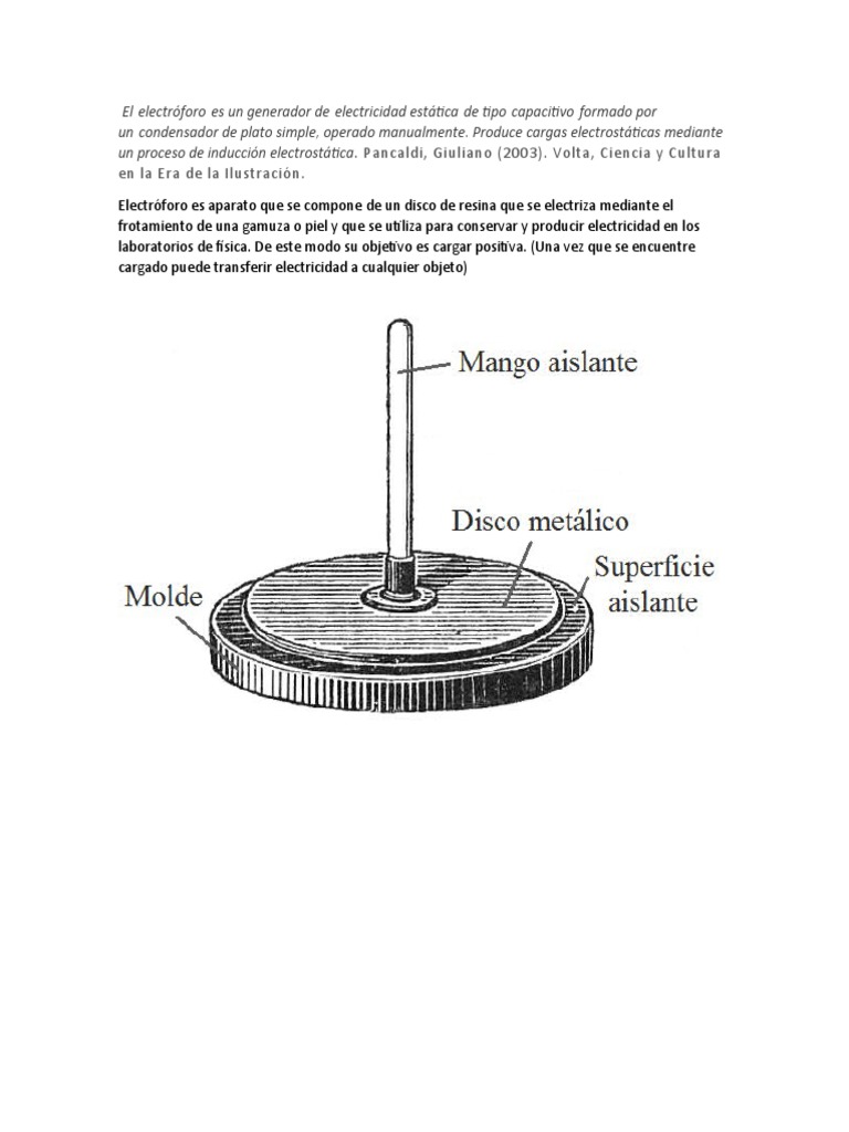 Electróforo: Generador de Electricidad Estática | PDF