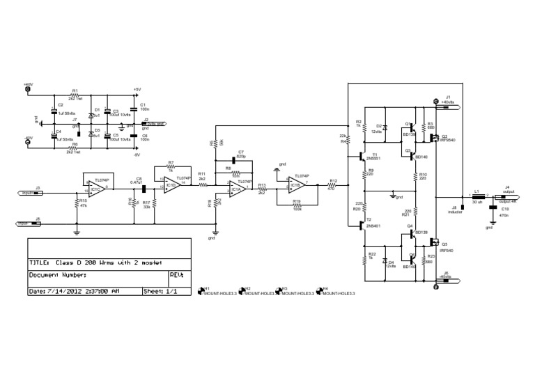 Class D 200 Wrms With 2 Mosfet Schematic | PDF