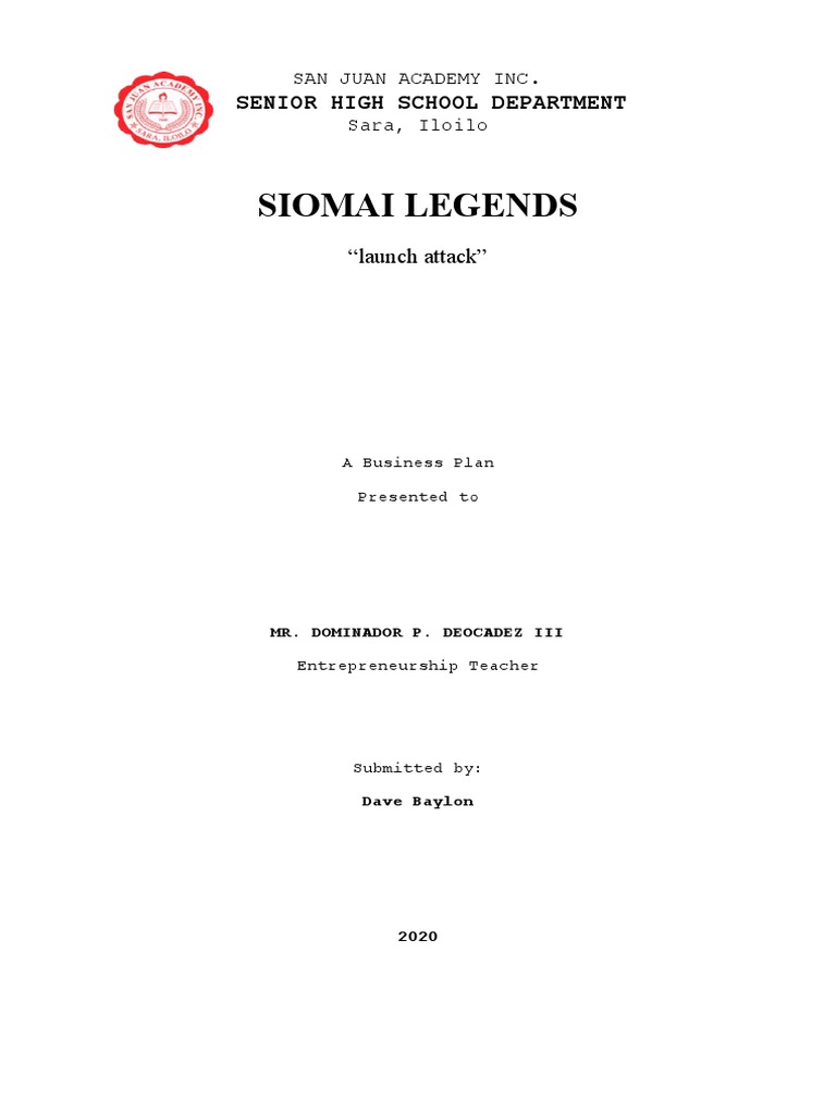 Siomai Legends Business Plan | PDF | Microeconomics | Business Economics