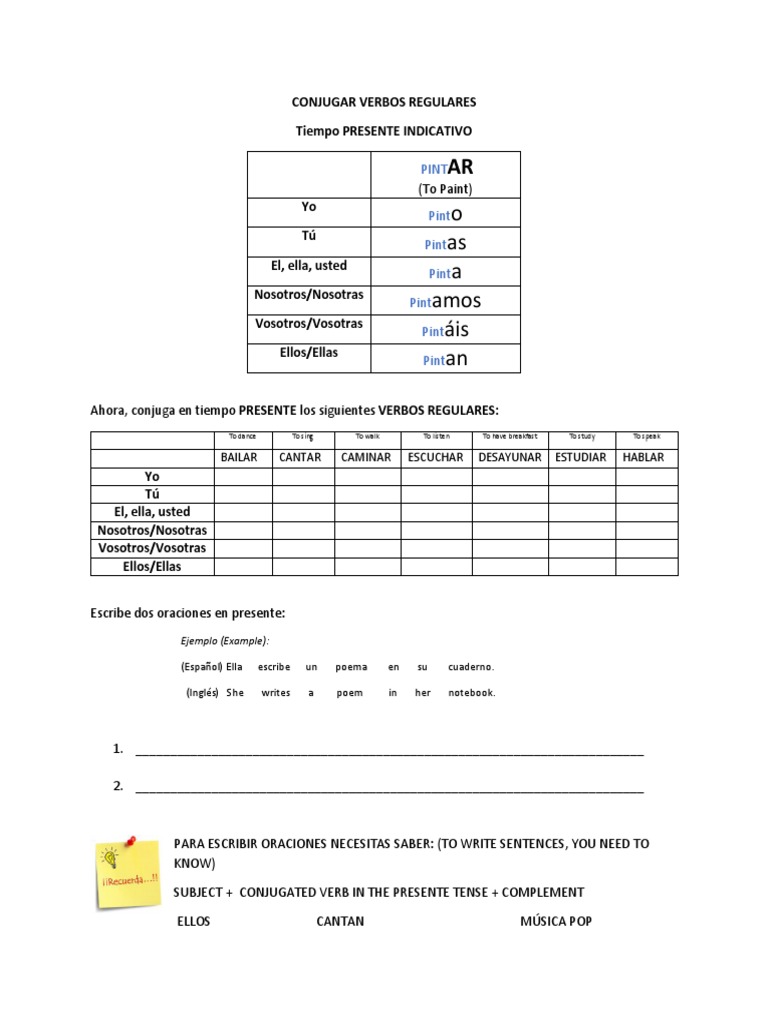 Conjugar Verbos Regulares Ar Presente y Pasado | PDF | Música grabada ...