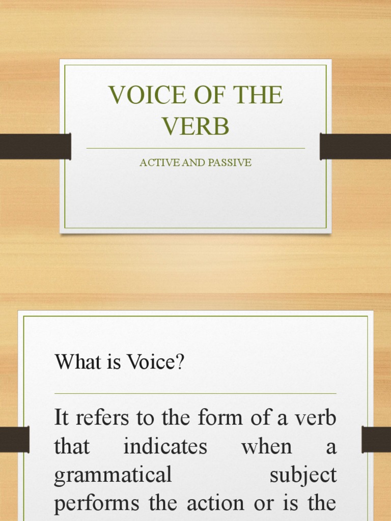Voice of The Verb | PDF | Verb | Subject (Grammar)