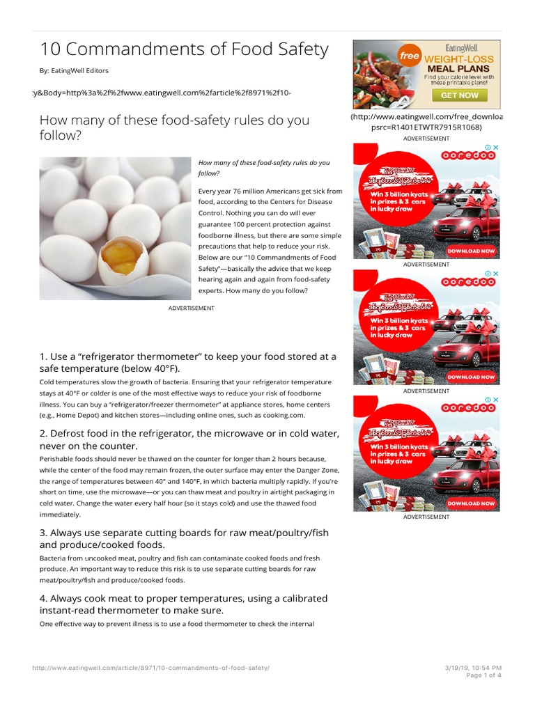 10 Commandments of Food Safety - EatingWell | PDF | Egg As Food ...