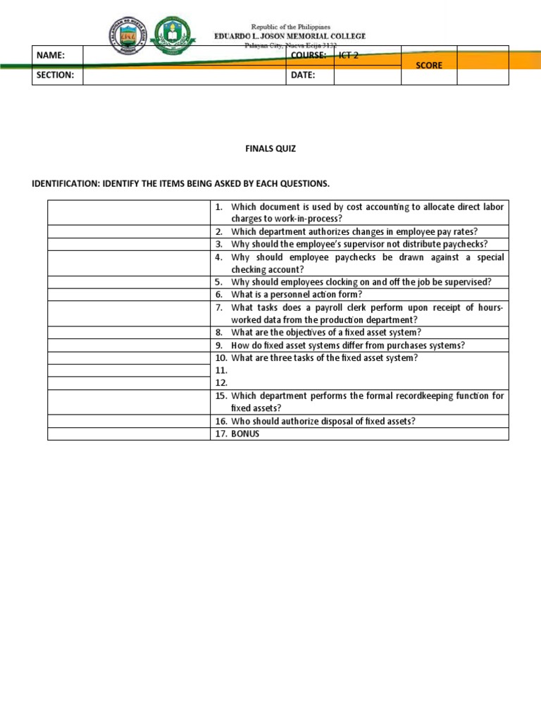 Accounting & Payroll Quiz | PDF | Business