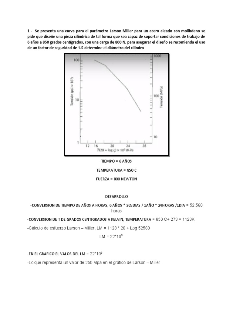Cálculo de Esfuerzo y Diseño con Larson-Miller | PDF | Ingeniería ...
