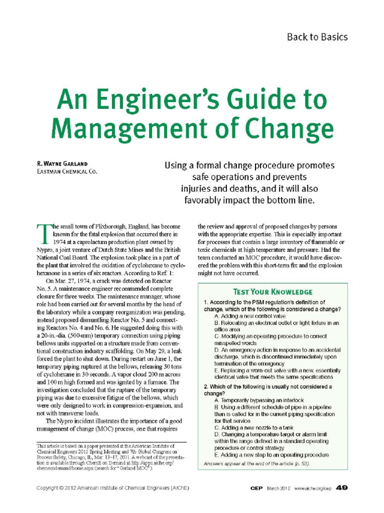 An Engineer's Guide To Management of Change - CEP - Mar 2012 | Download ...