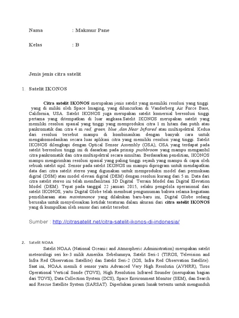 Citra Satelit IKONOS Merupakan Jenis Satelit Yang Memiliki Resolusi ...