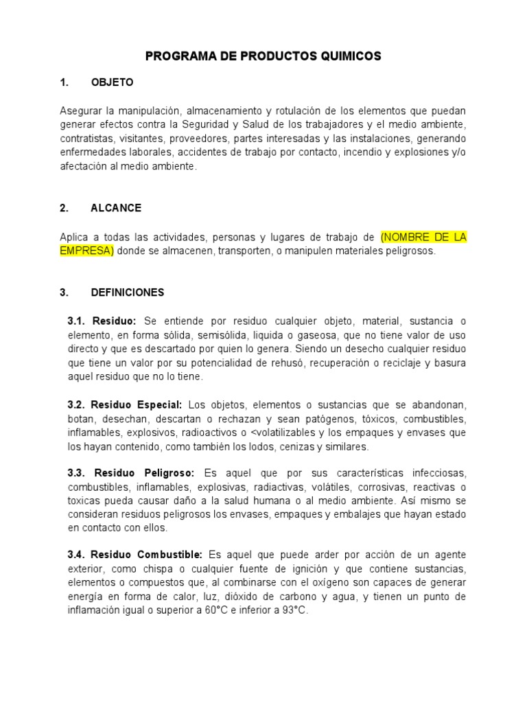 Programa de Productos Químicos | PDF | Agua | Hidrógeno