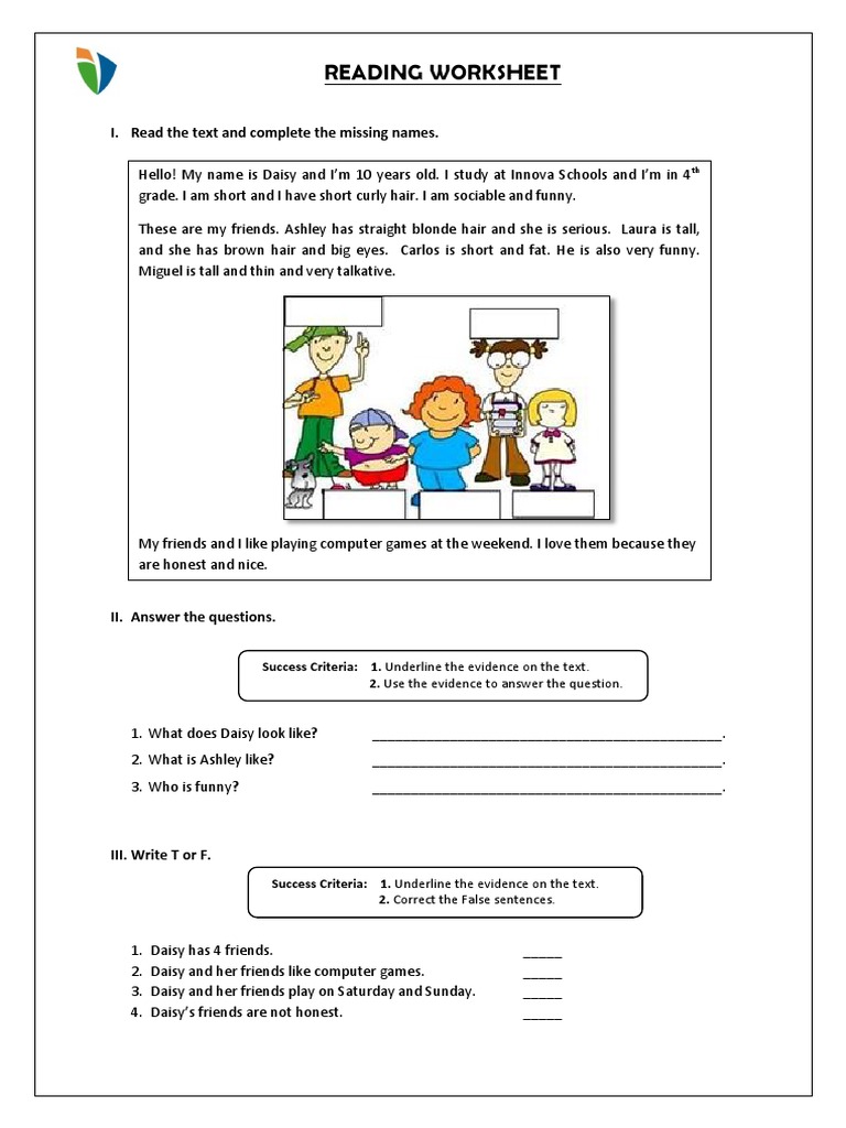 Daisy's Friends and Activities Worksheet | PDF