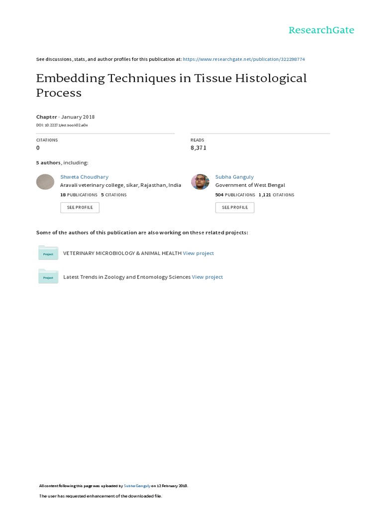 Embedding Techniques in Tissue Histological Process: January 2018 | PDF ...
