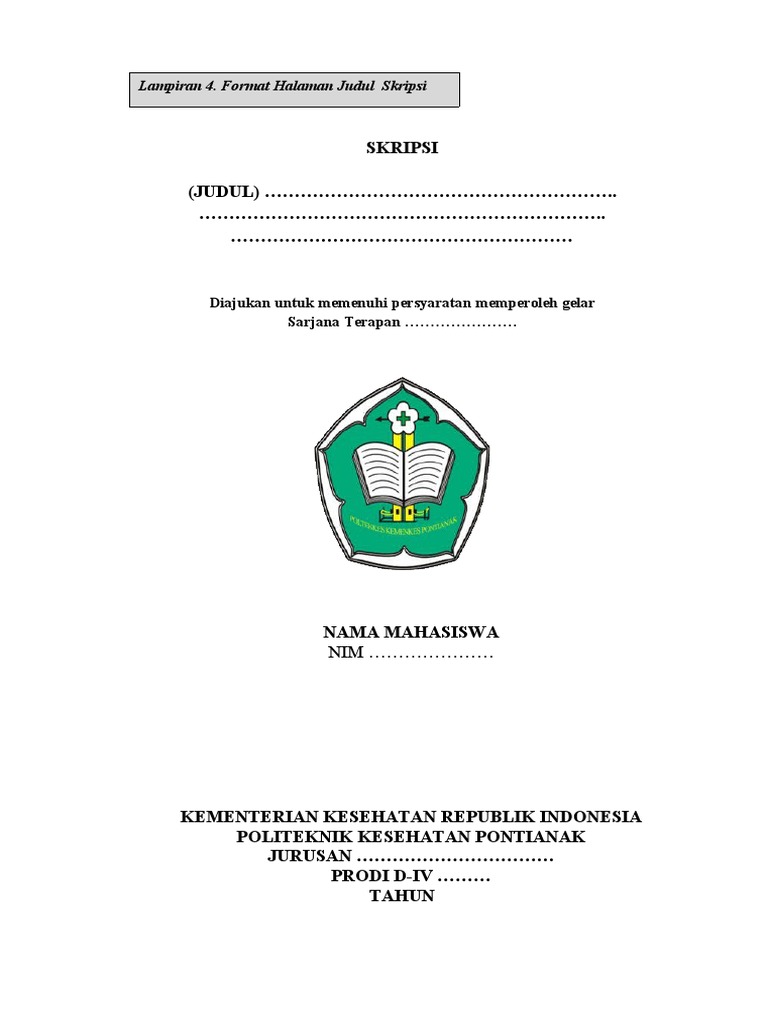 Lampiran 4. Format Halaman Judul Skripsi | PDF