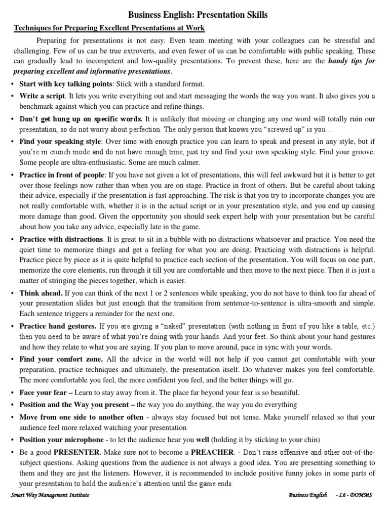 Presentation Skills | PDF