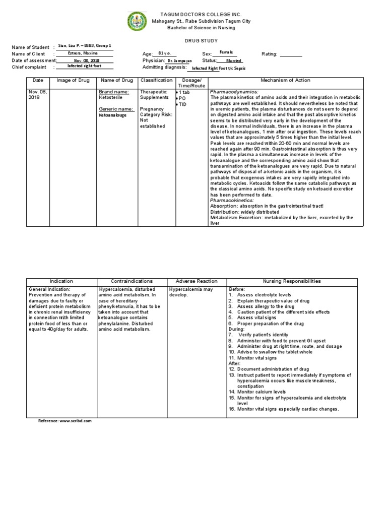 Drug Study - Ketoanalouge | PDF | Adverse Effect | Metabolism