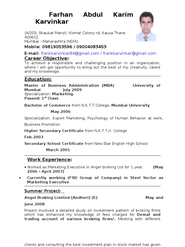 Farhan Cv123 | PDF | Marketing | Business