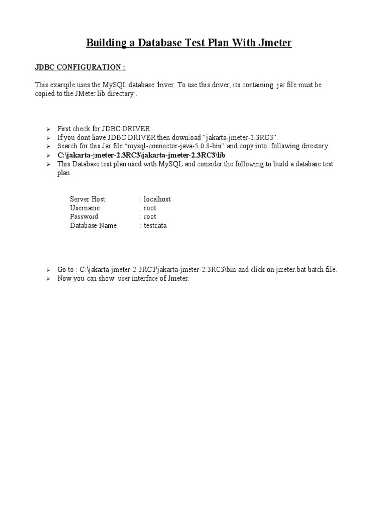 Building A Database Test Plan With Jmeter Jdbc Configuration Pdf My Sql User Computing