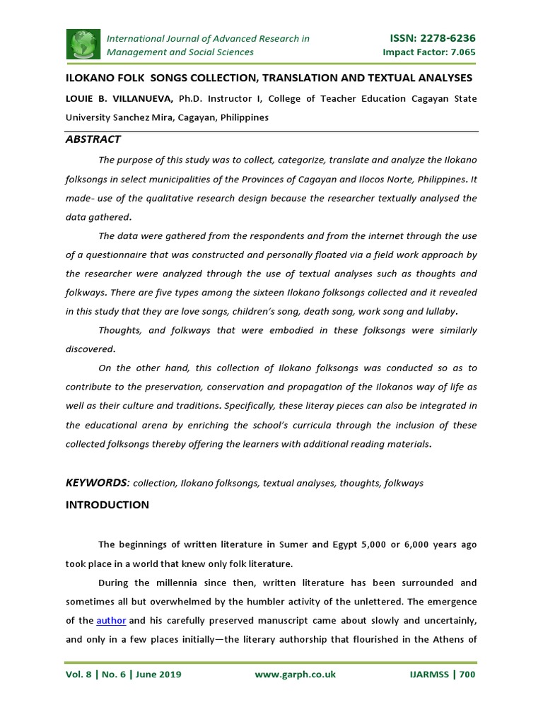 Ilocano Folk Songs | PDF | Qualitative Research | Folk Music