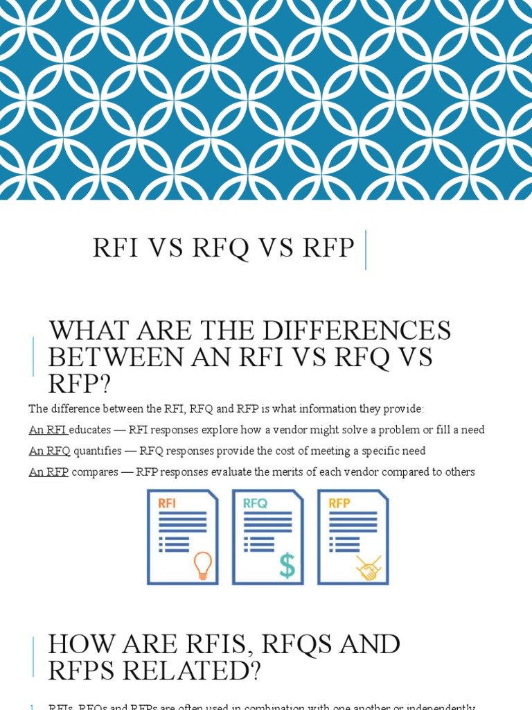 RFI Vs RFQ Vs RFP | PDF | Request For Information | Request For Proposal