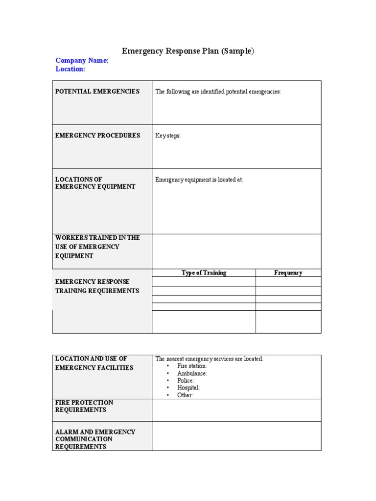 Emergency Response Plan Sample | PDF