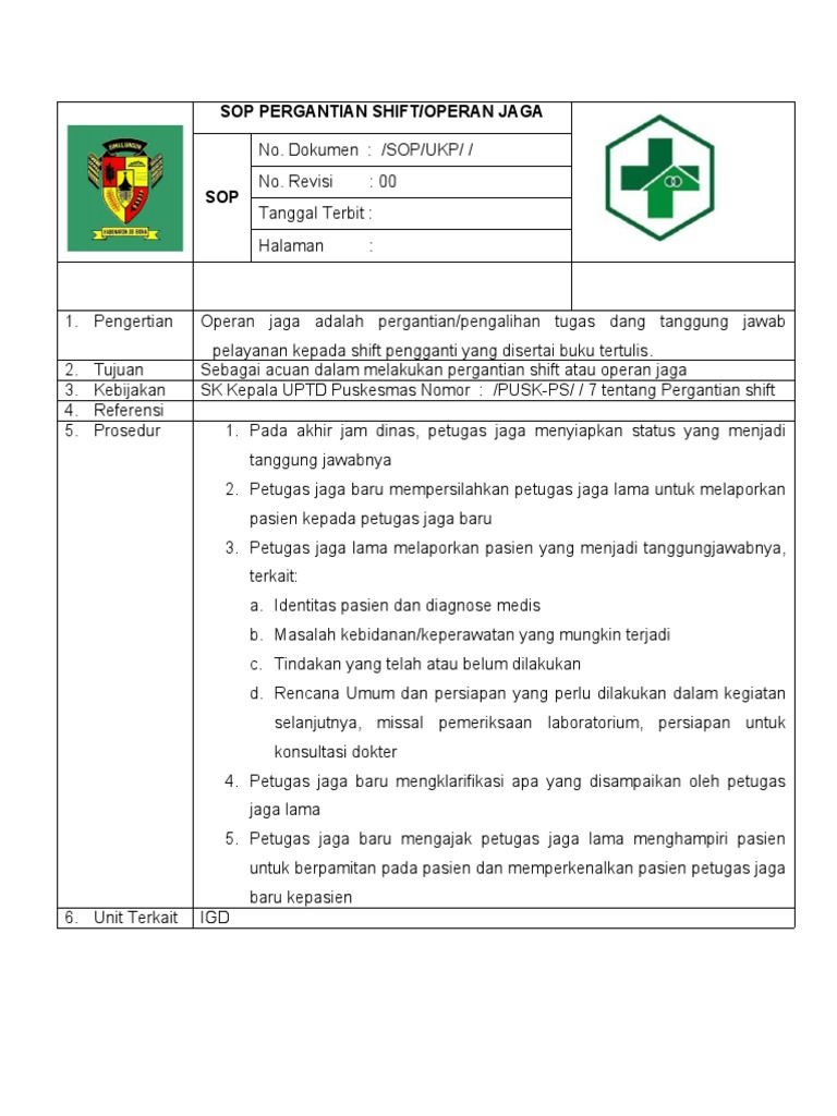 Sop Pergantian Shift/Operan Jaga | PDF