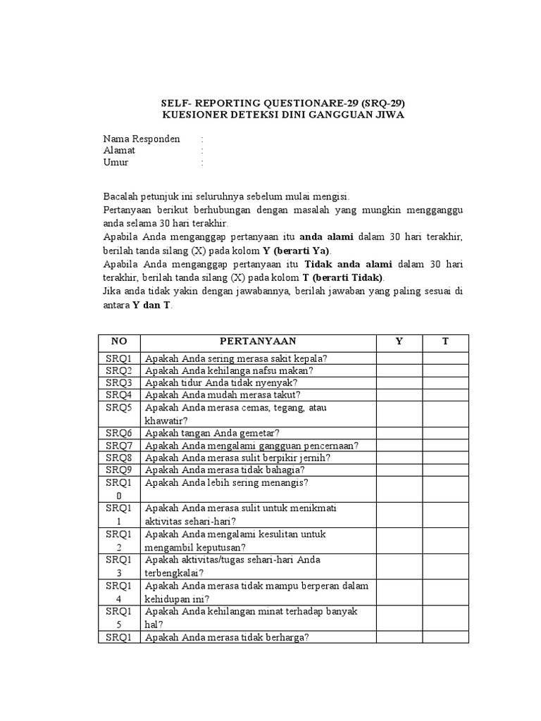 Pengkajian SRQ-29 | PDF
