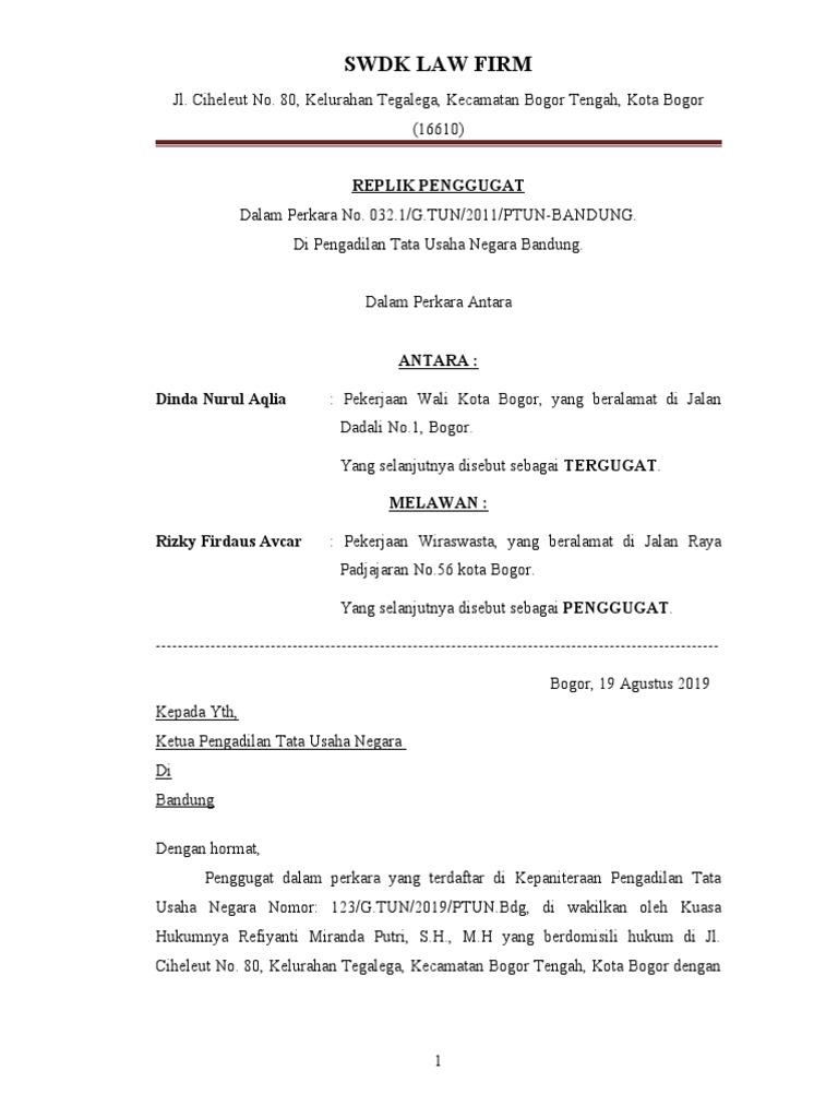 Replik MC PTUN | PDF