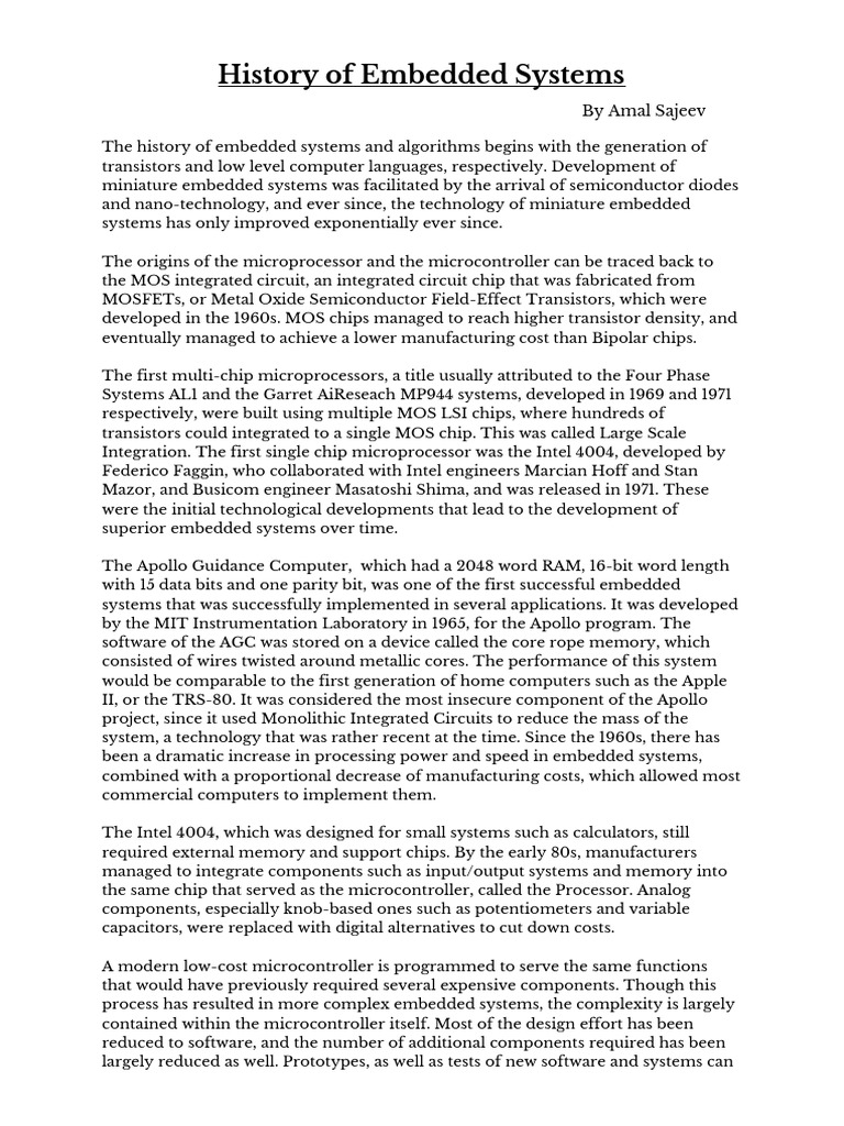 History of Embedded Systems. | PDF | Embedded System | Integrated Circuit