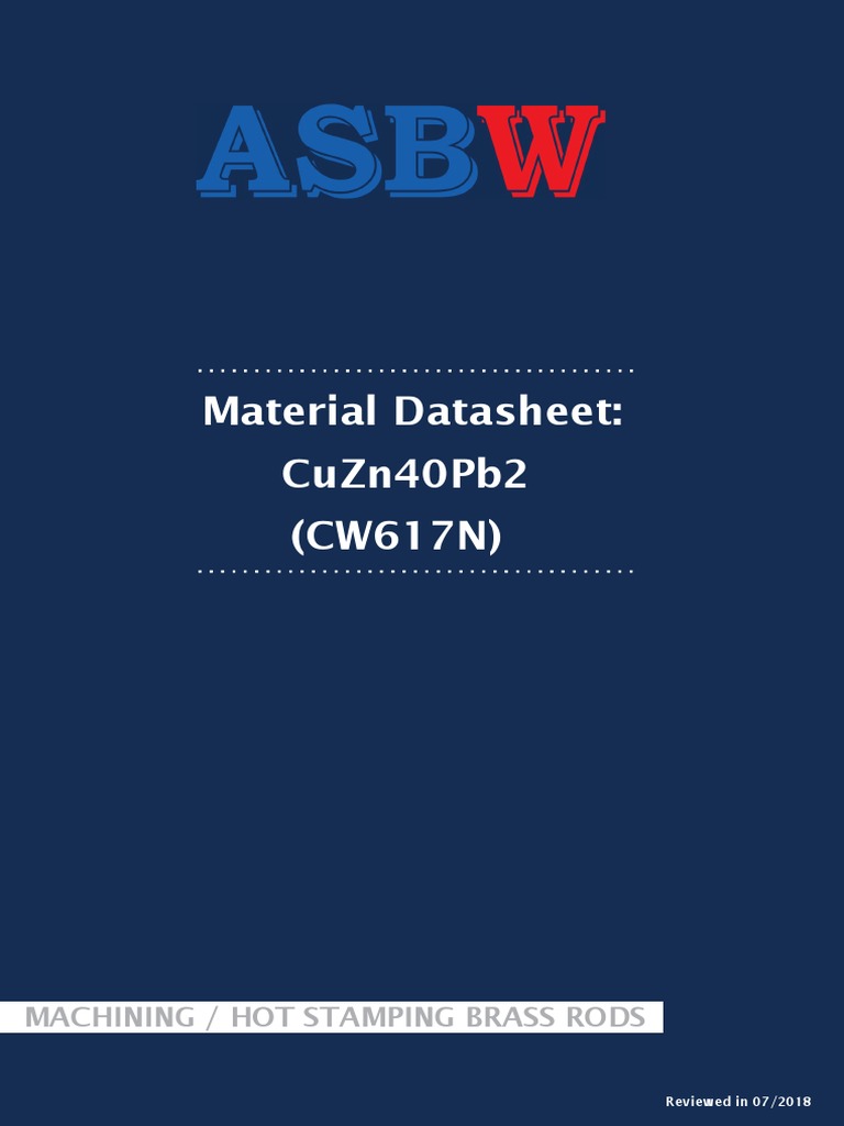 Material Datasheet: Cuzn40Pb2 (Cw617N) : Machining / Hot Stamping Brass ...
