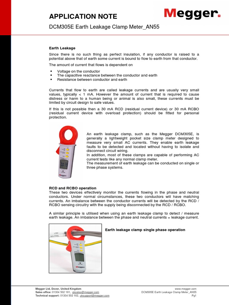 DCM305E Earth Leakage Clamp - AN55 PDF | PDF | Physical Quantities ...