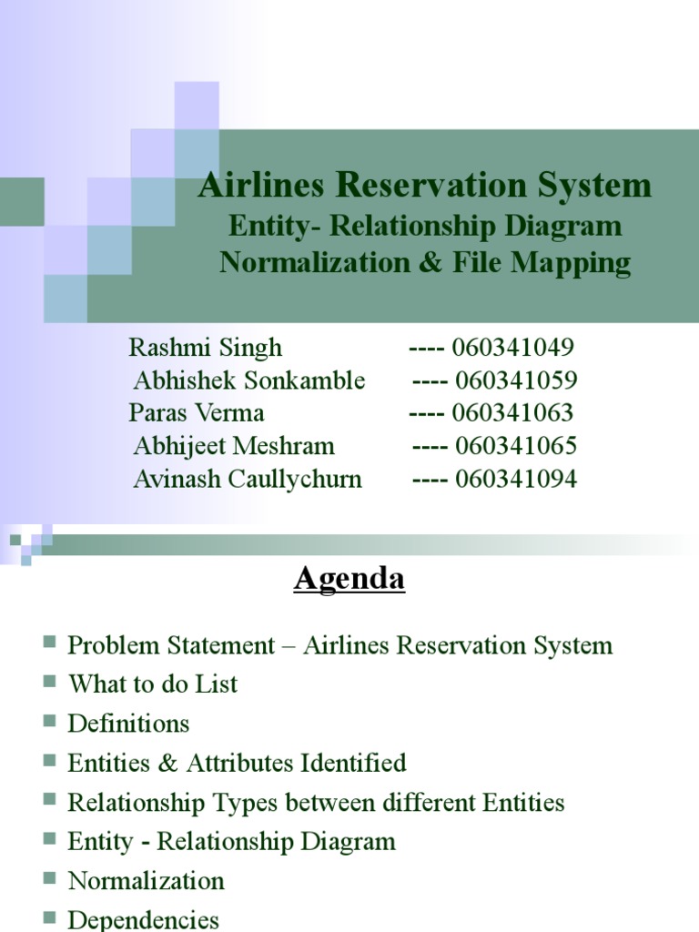 Airlines Reservation System: Entity-Relationship Diagram Normalization ...