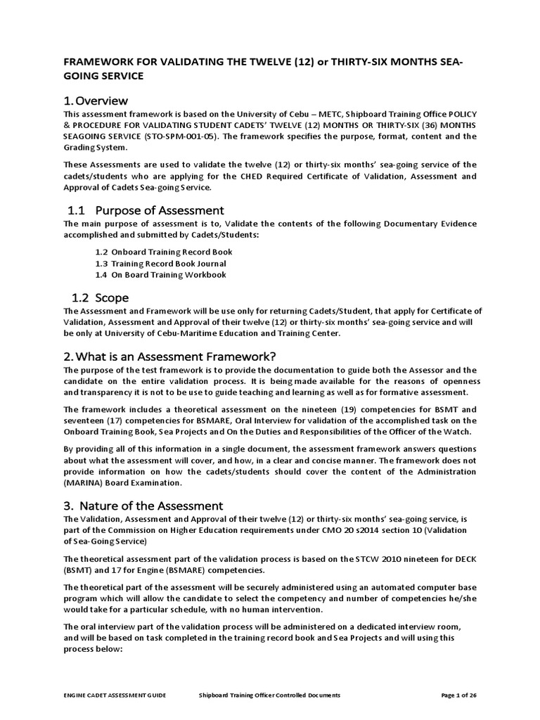 Final Engine Cadet Assessment Guide PDF | PDF | Transport | Nature
