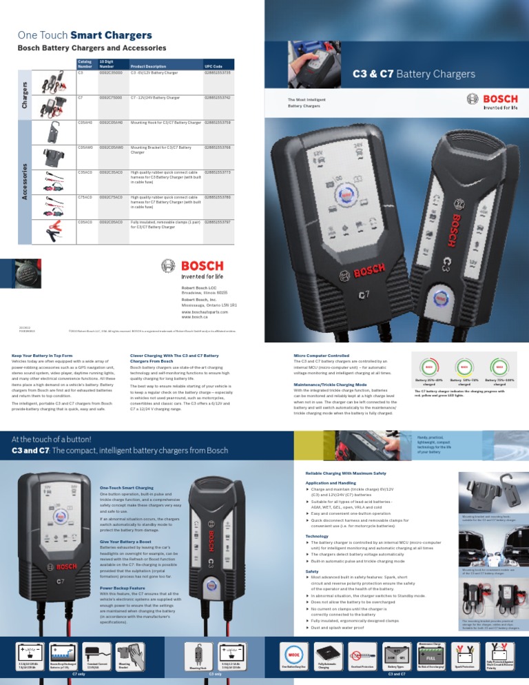 Broschyr Bosch Laddare C3-C7 Engelsk | PDF | Battery Charger | Energy ...