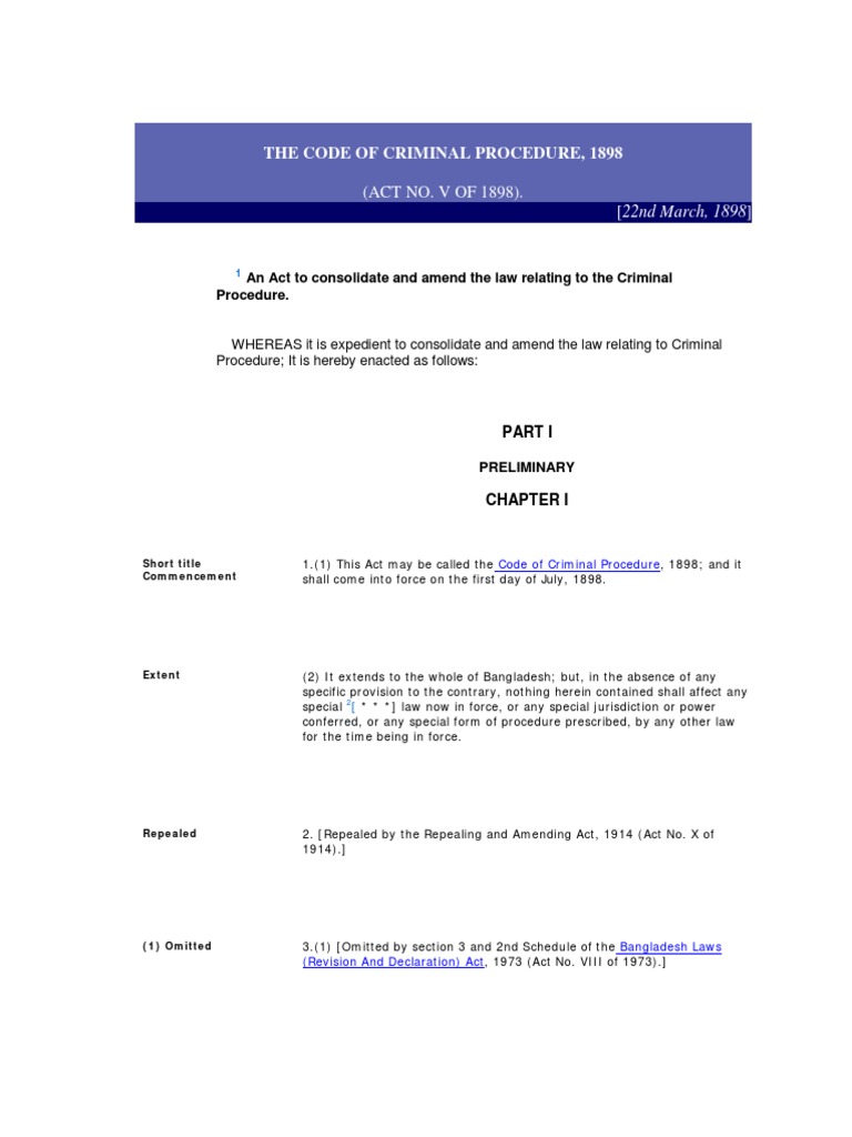 The Code of Criminal Procedure, 1898 | PDF | Magistrate | Justice Of ...
