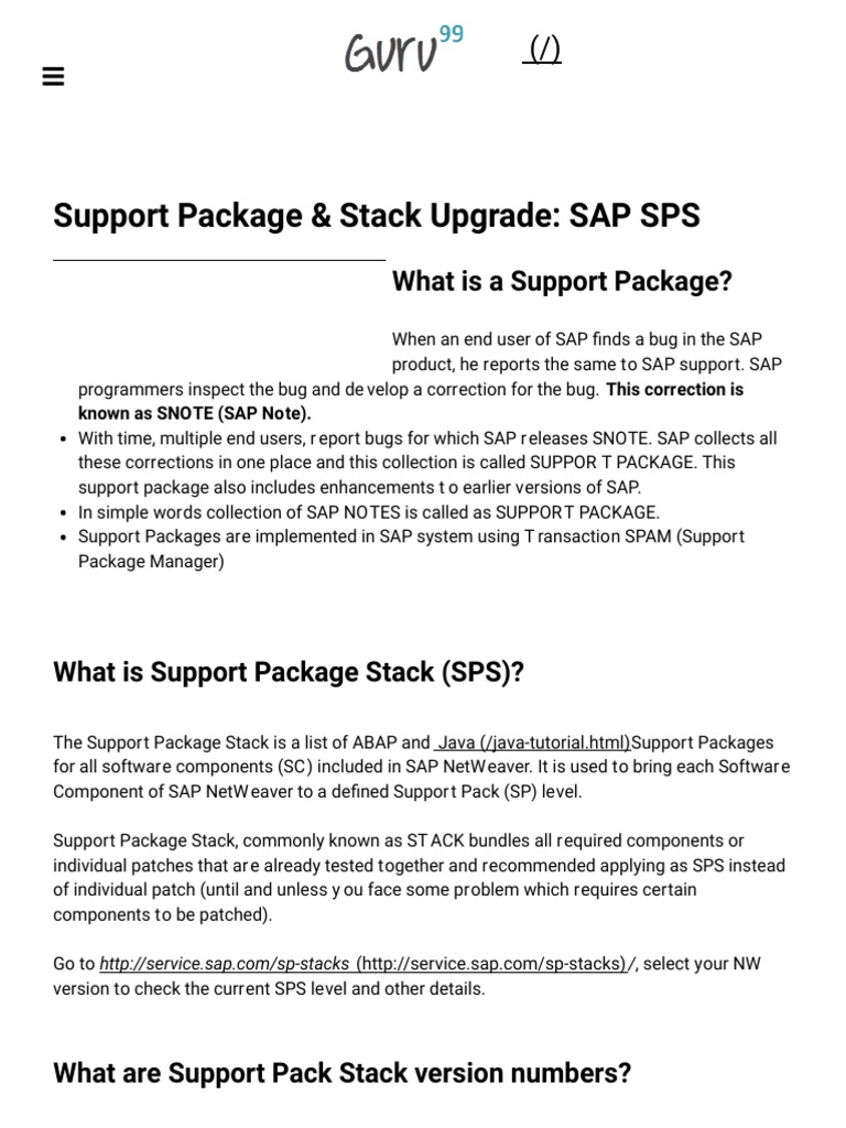 Support Package - Stack Upgrade - SAP SPS | PDF | Software Bug | Sap Se
