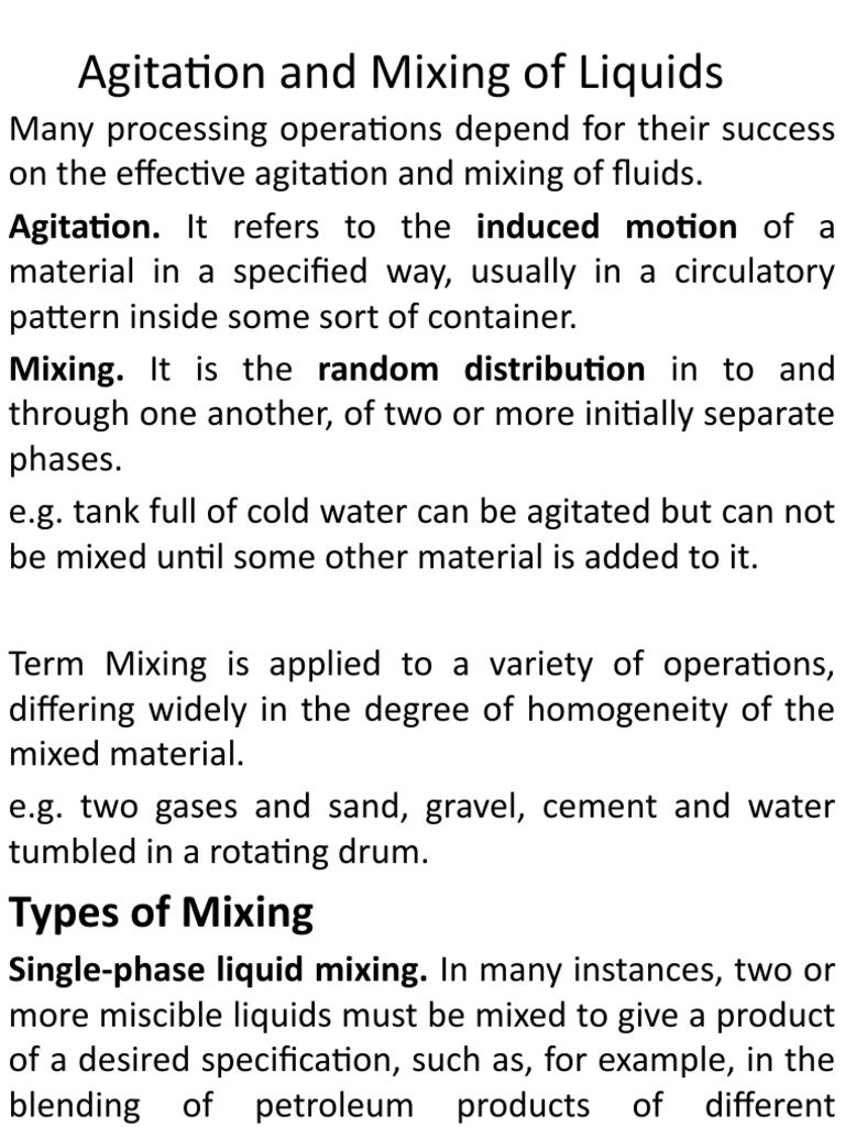 Agitation and Mixing | PDF | Liquids | Applied And Interdisciplinary ...