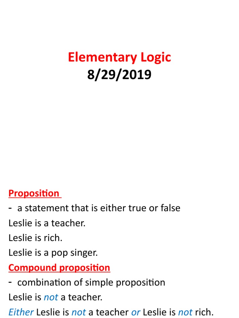Elementary Logic | PDF | Metalogic | Formalism (Deductive)