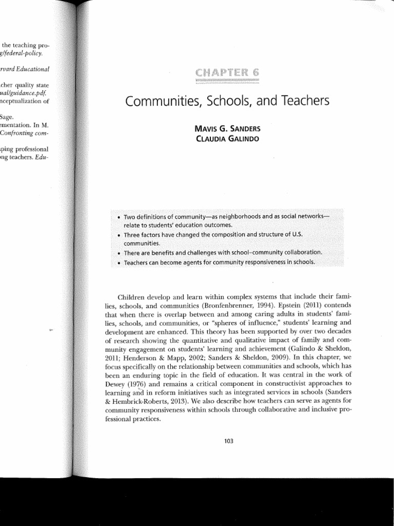 Communities, Schools, and Teachers: Mavis G. Sanders Claudia Galindo ...