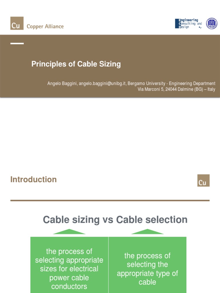 Principles of Cable Sizing Explained | PDF | Electrical Resistance And ...