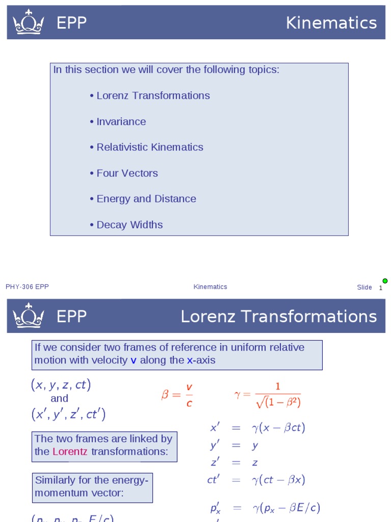 06 Kinematics | PDF | Electronvolt | Kinematics
