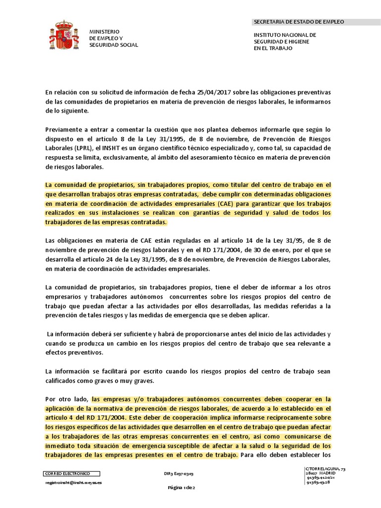 PRL Obligaciones de CCPP-2 | PDF | Seguridad Social | Derecho laboral