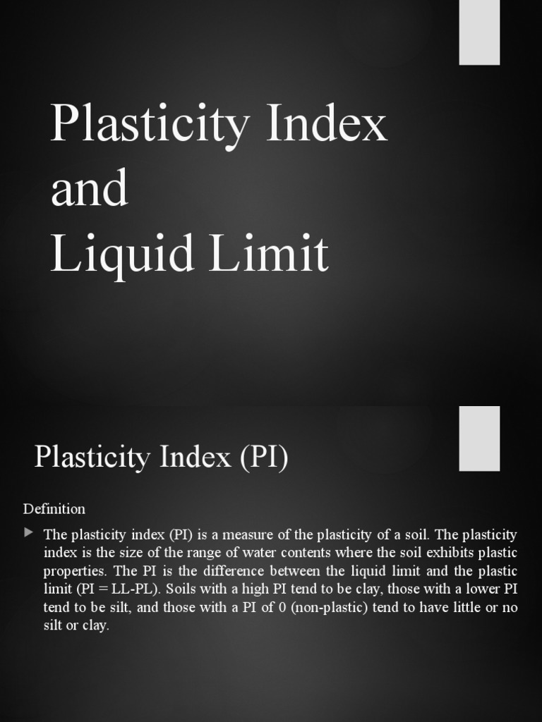 Plasticity Index and Liquid Limit Guide | PDF