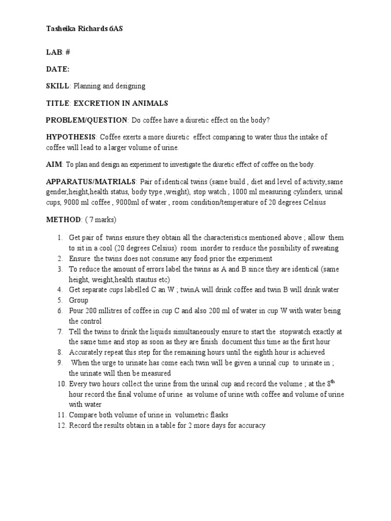 Planning and Designing Lab Help Sheet. | PDF | Coffee | Experiment