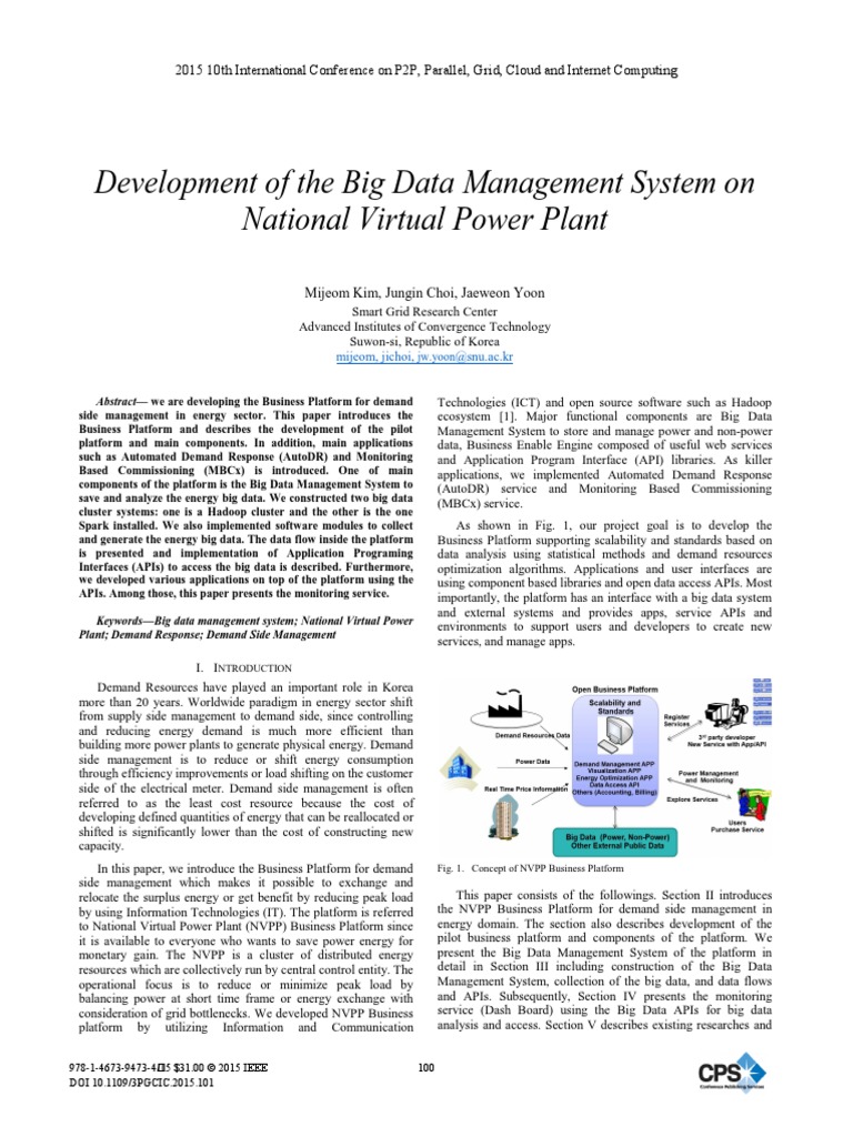 Development of The Big Data Management System On National Virtual Power ...
