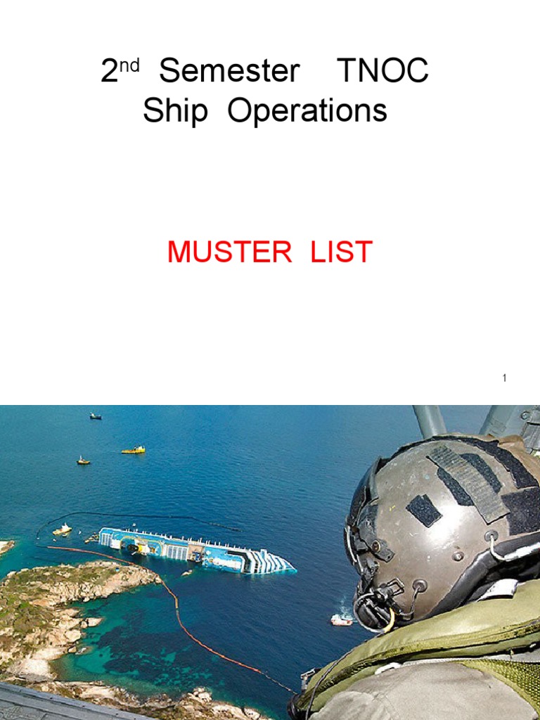 2 Semester TNOC Ship Operations: Muster List | PDF | Sailor | Ships