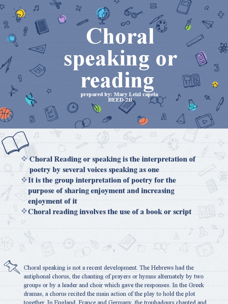 Choral Reading: Types and Techniques | PDF | Refrain | Poetry